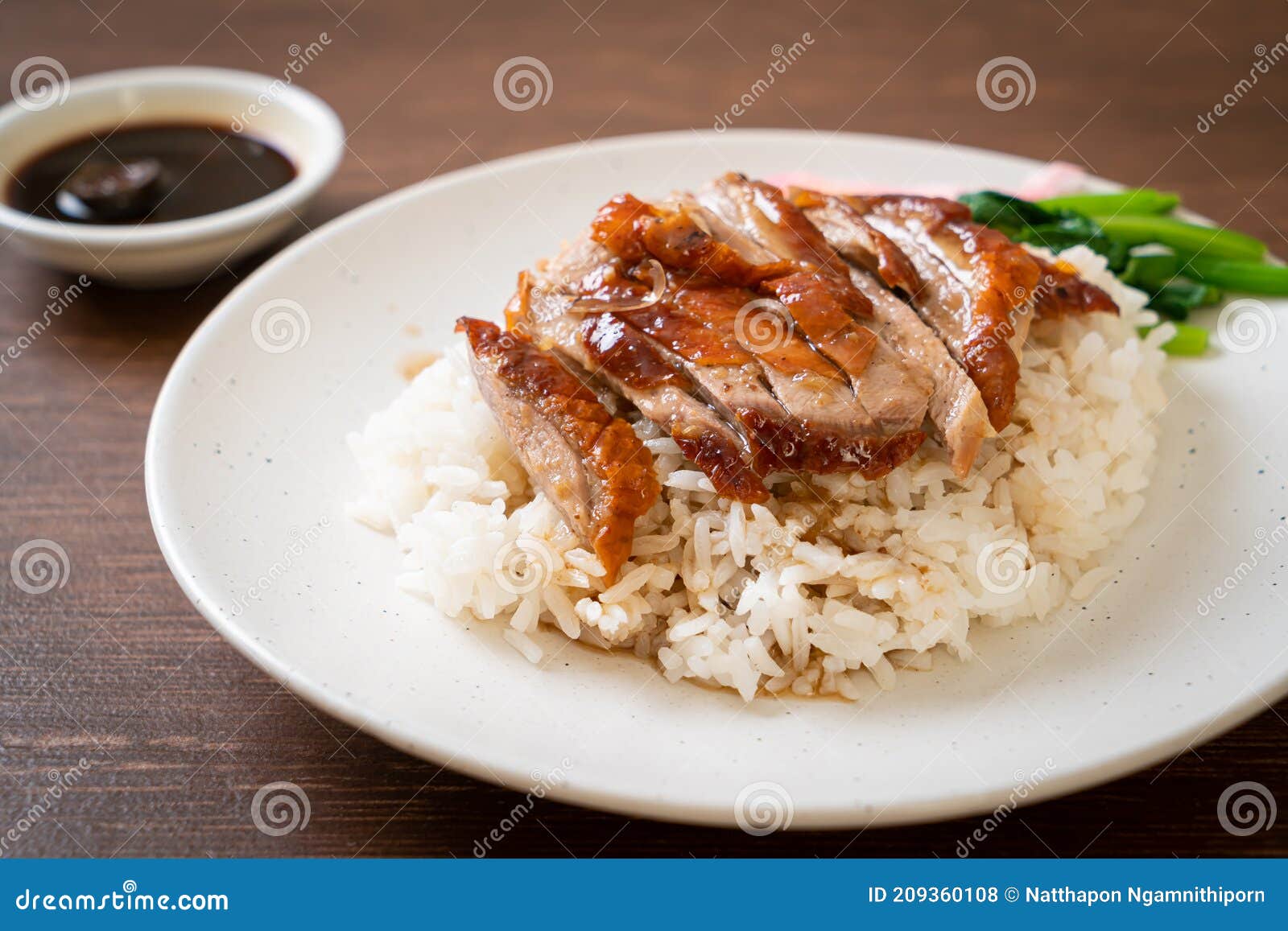 Roasted duck on rice stock photo. Image of food, lunch - 209360108