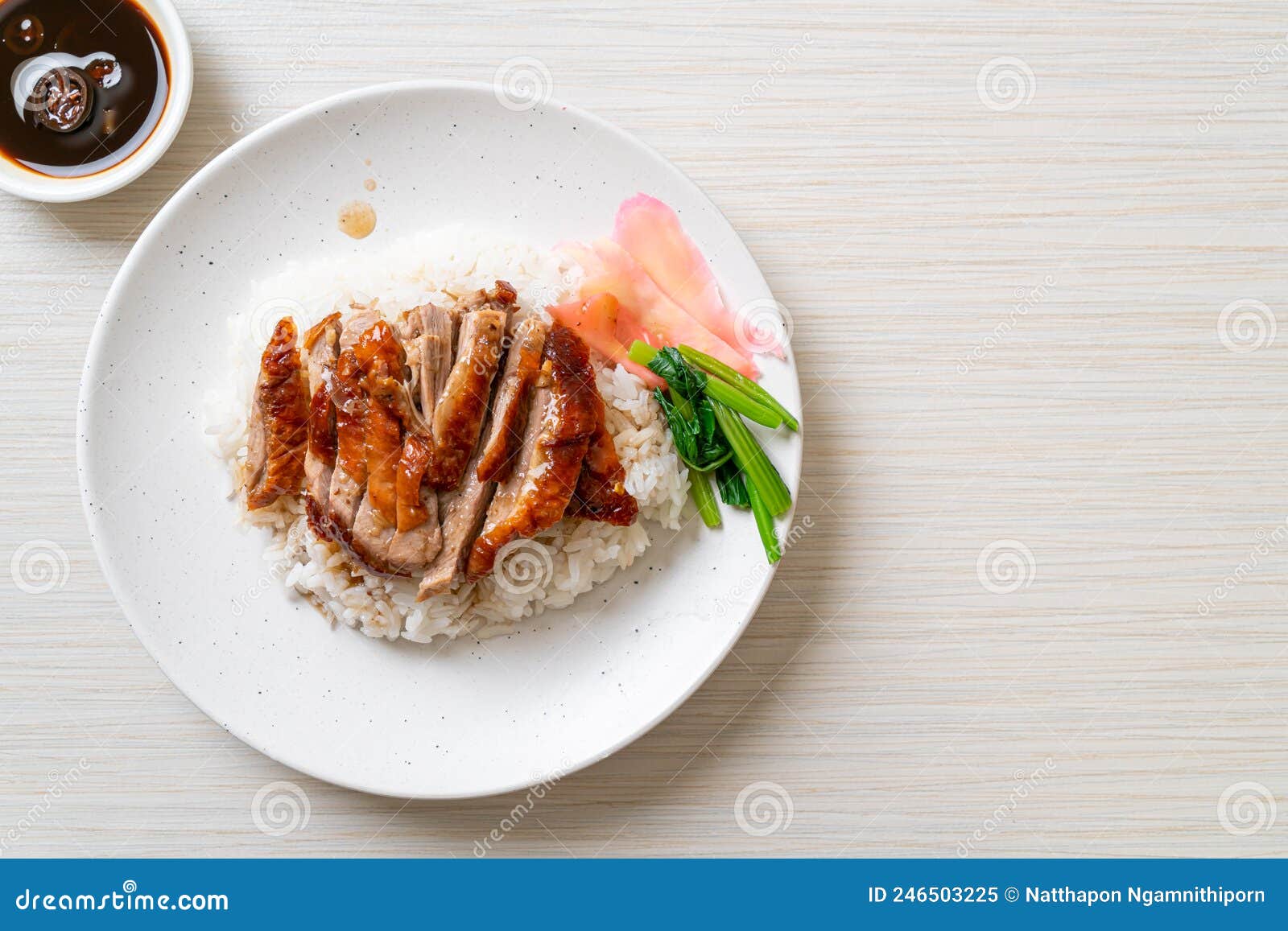 Roasted duck on rice stock image. Image of rice, restaurant - 246503225