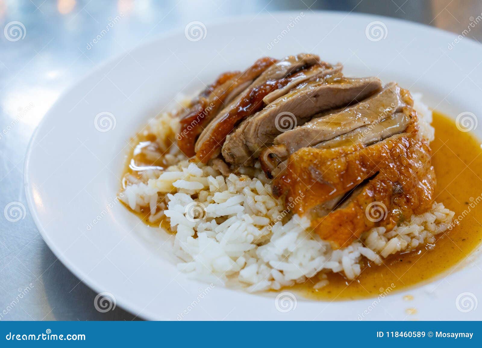 Roasted Duck on Rice with Sauce on Rice Stock Image - Image of rice ...