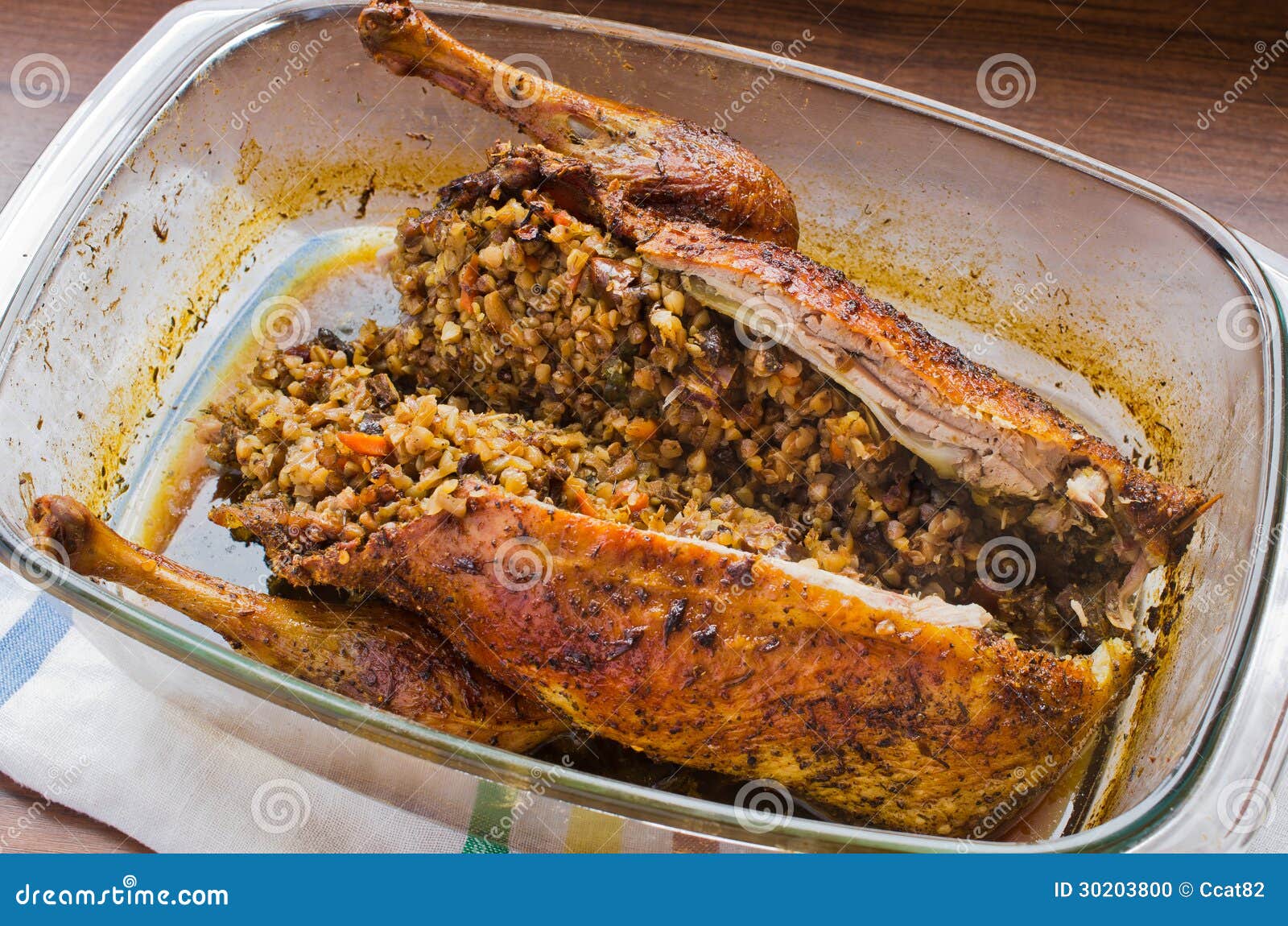 Roasted Duck Stuffed with Buckwheat Stock Photo - Image of spice ...