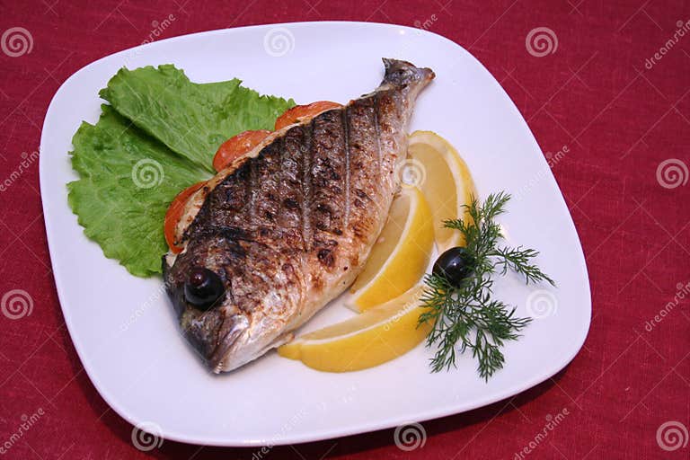 Roasted fish stock image. Image of beach, fish, lunch - 10028933