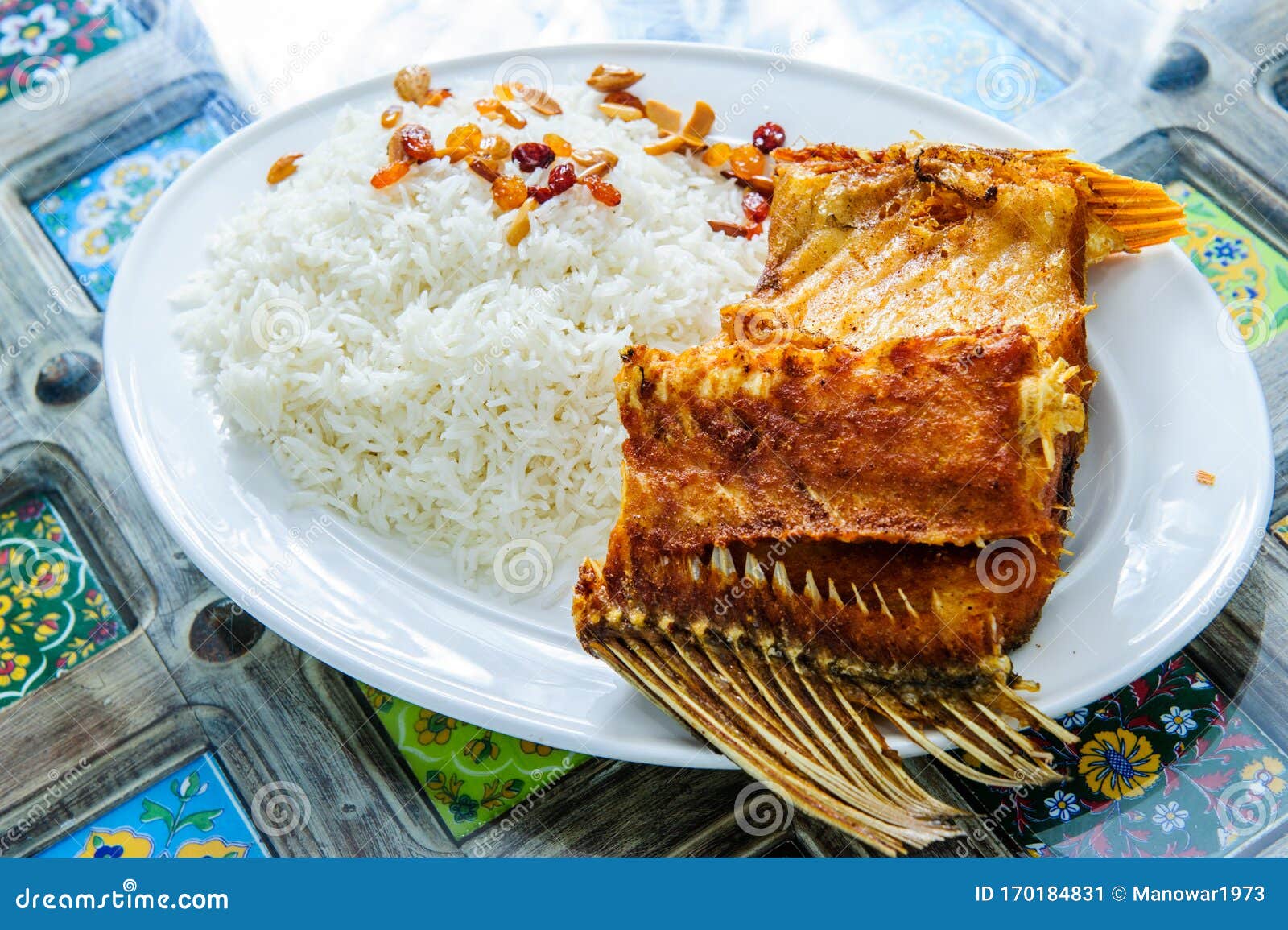 Roasted Fish and Chilli Mixed with Cooked Rice.Arabic Food Stock Image ...