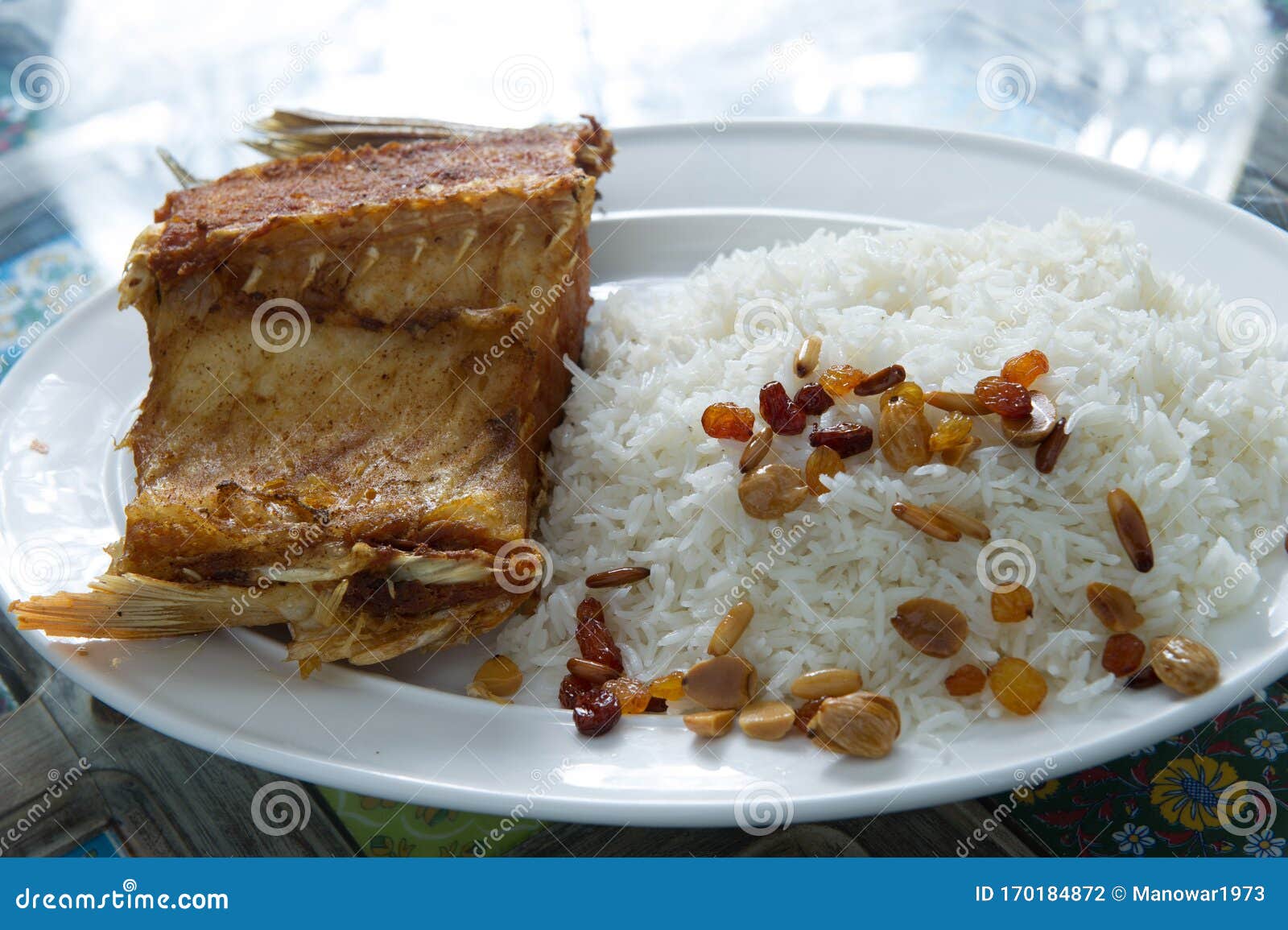 Roasted Fish and Chilli Mixed with Cooked Rice.Arabic Food Stock Photo ...