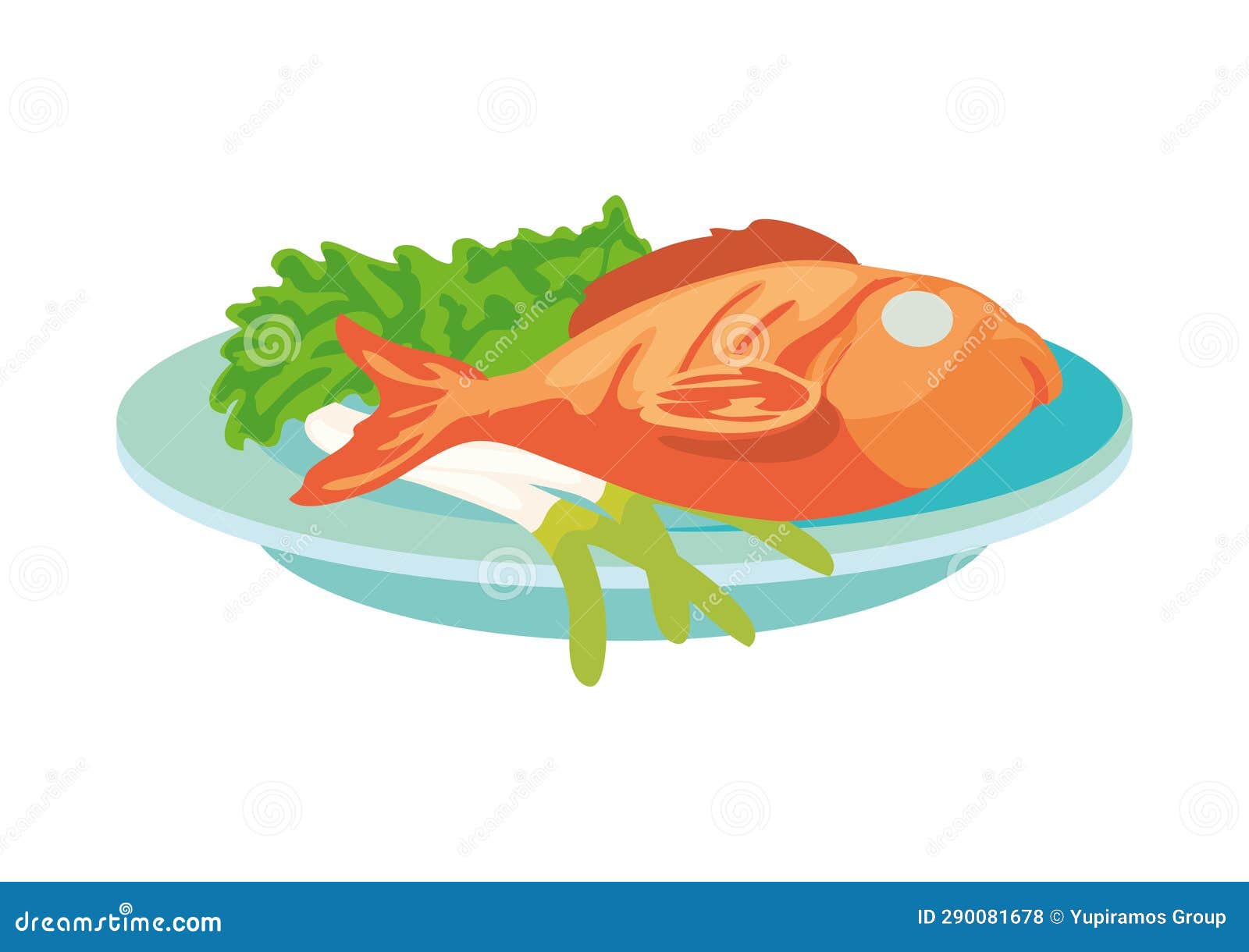 Roasted fish design stock vector. Illustration of delicious - 290081678