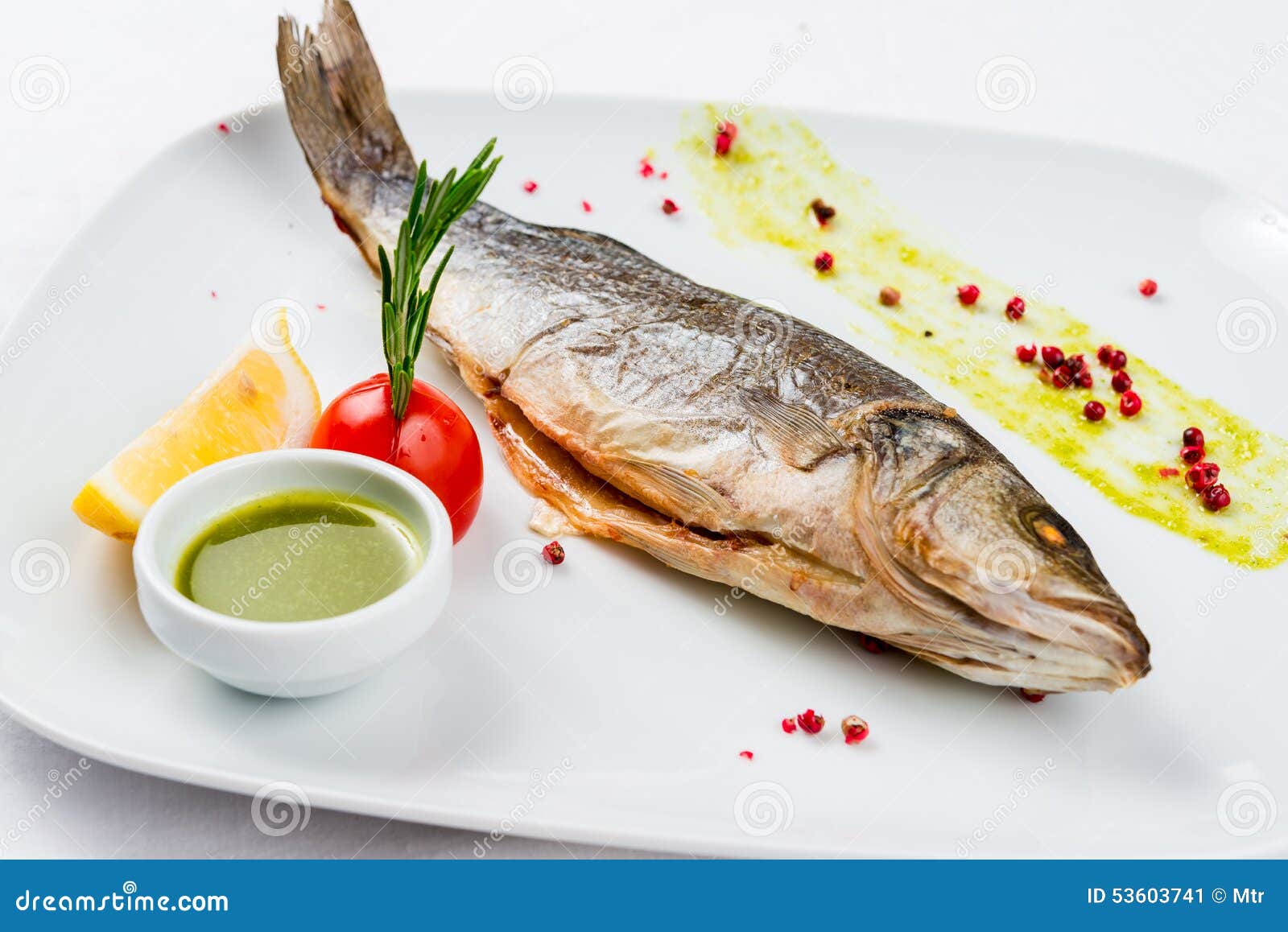 Roasted Fish dish stock image. Image of dining, fresh - 53603741