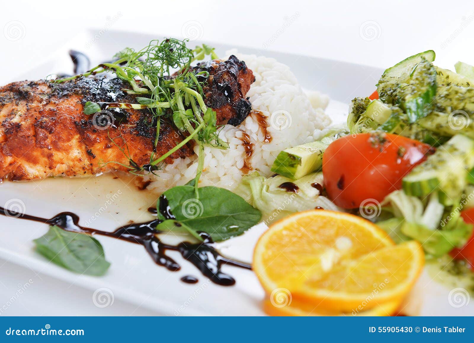 Roasted fish and rice stock photo. Image of roast, food - 55905430