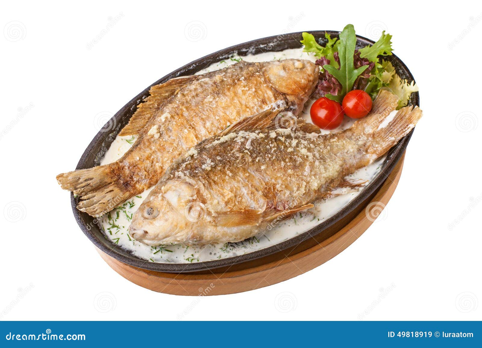 Roasted fish stock image. Image of head, isolated, tomato - 49818919