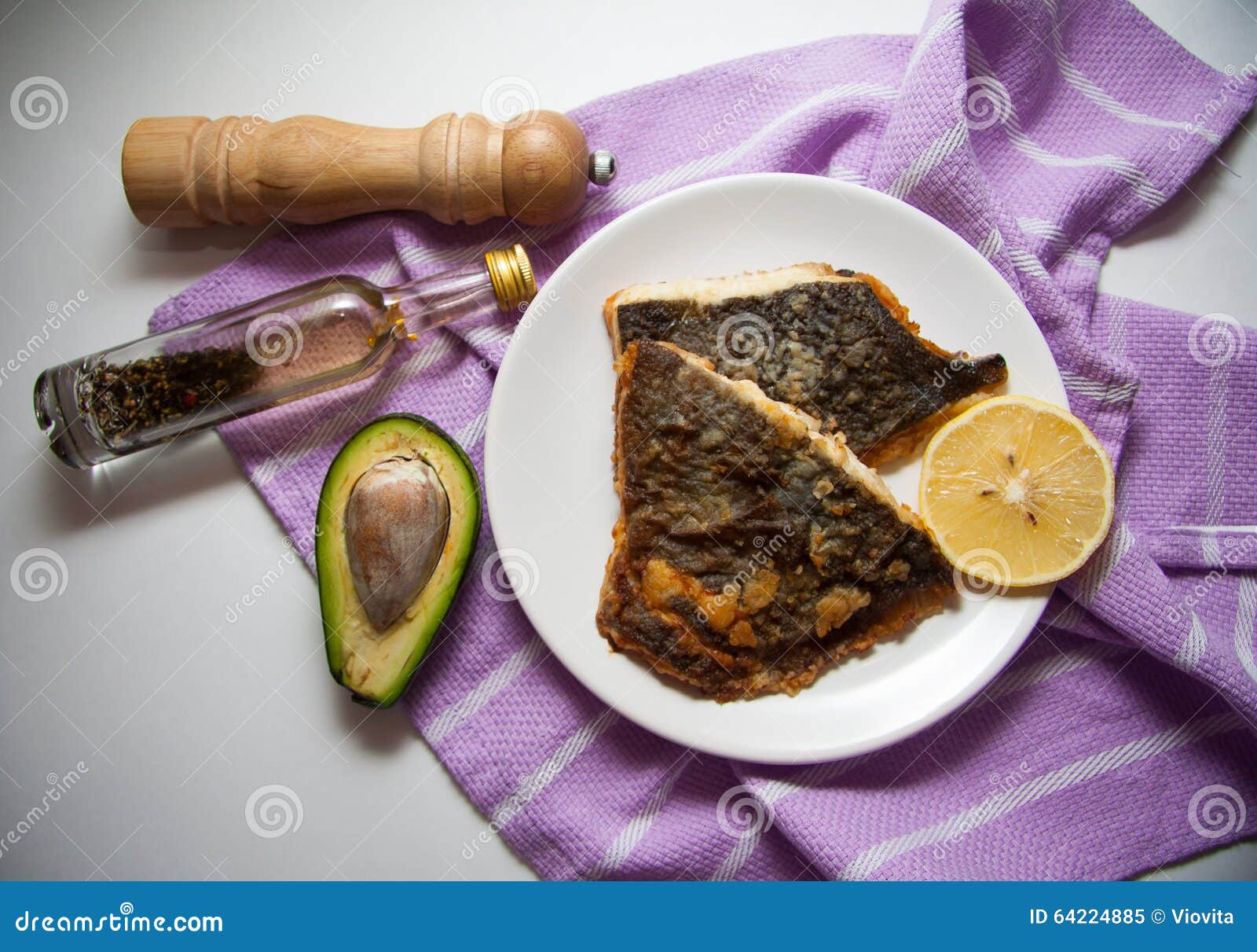 Roasted flatfish stock image. Image of french, chips - 64224885