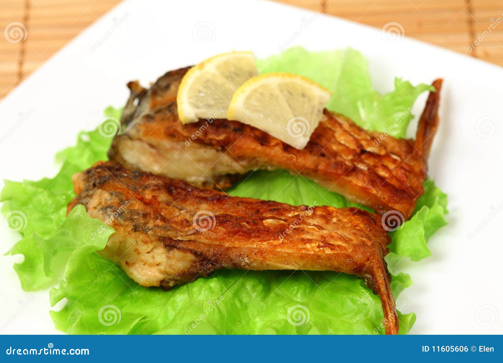 Roasted Fresh Bream on a Plate Stock Photo - Image of greens, cheese ...