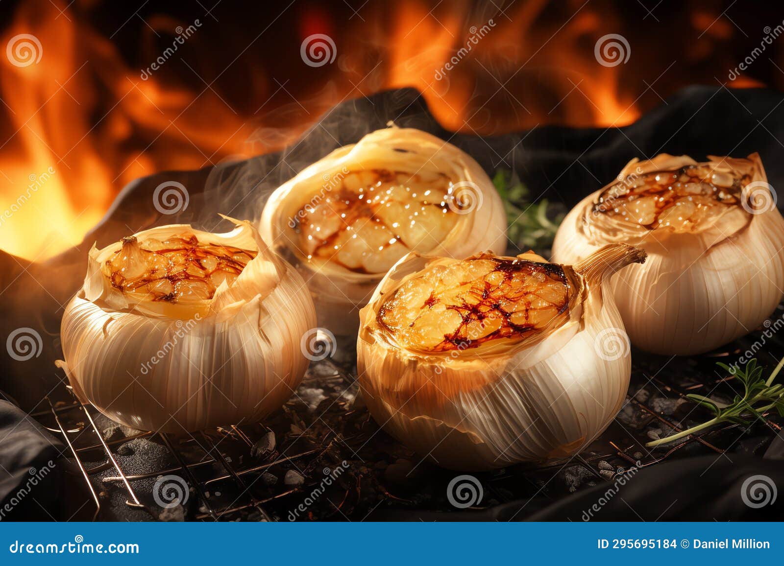 Roasted Garlic Healthy Food Background Stock Illustration ...