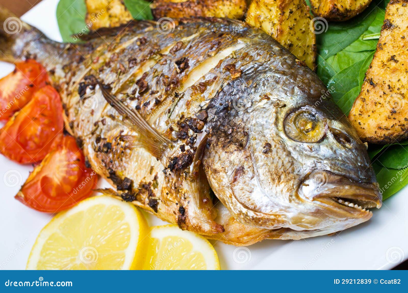 Roasted gilthead fish stock image. Image of lunch, mediterranean - 29212839