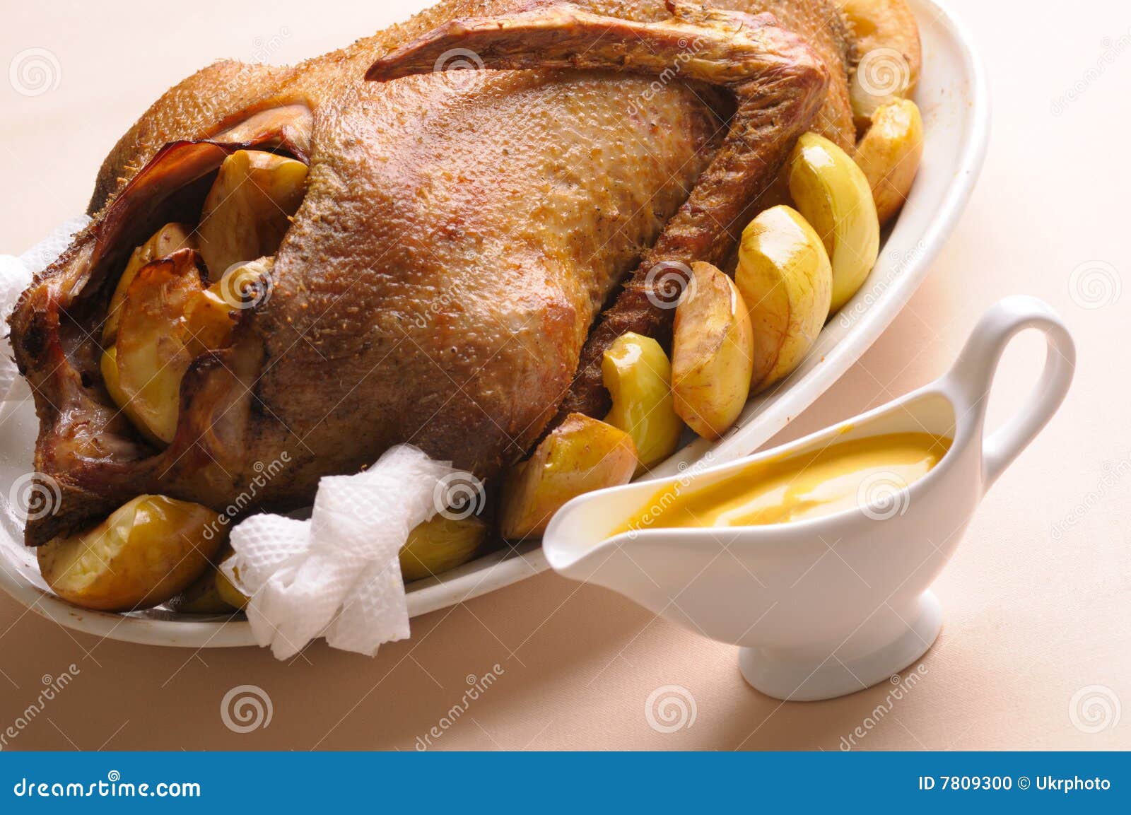 Roasted goose with apples stock photo. Image of roasted - 7809300