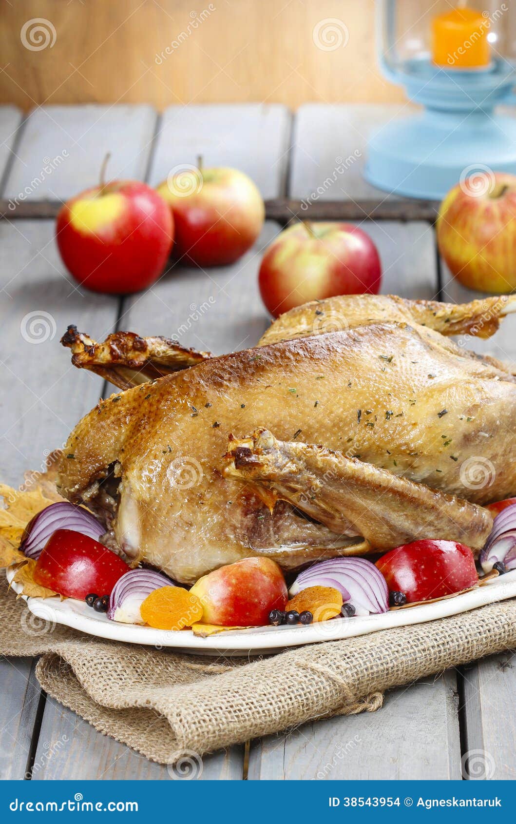 Roasted Goose with Apples and Vegetables Stock Photo - Image of lunch ...