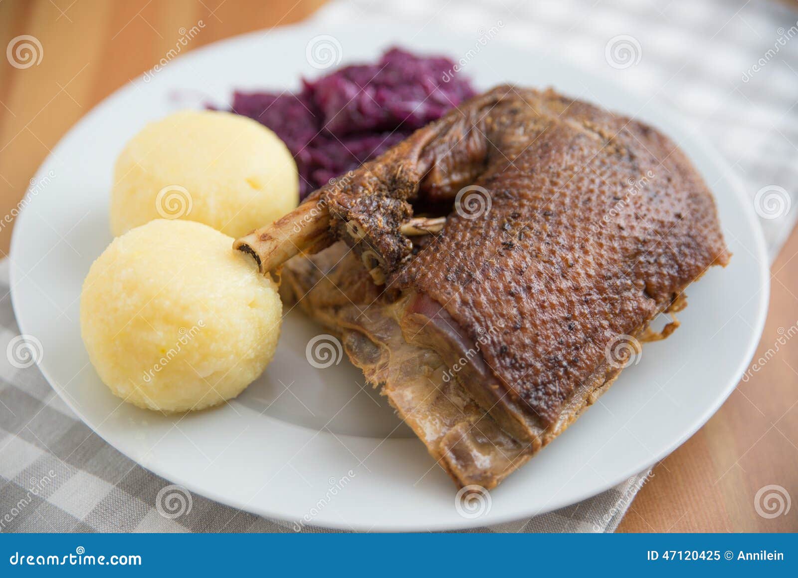 Roasted Goose Leg with Braised Red Cabbage Stock Image - Image of ...