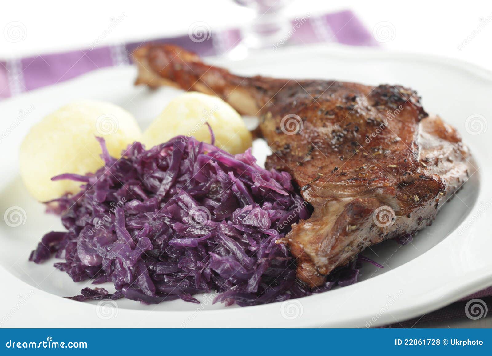 Roasted Goose Leg with Vegetables Stock Photo - Image of purple, white ...