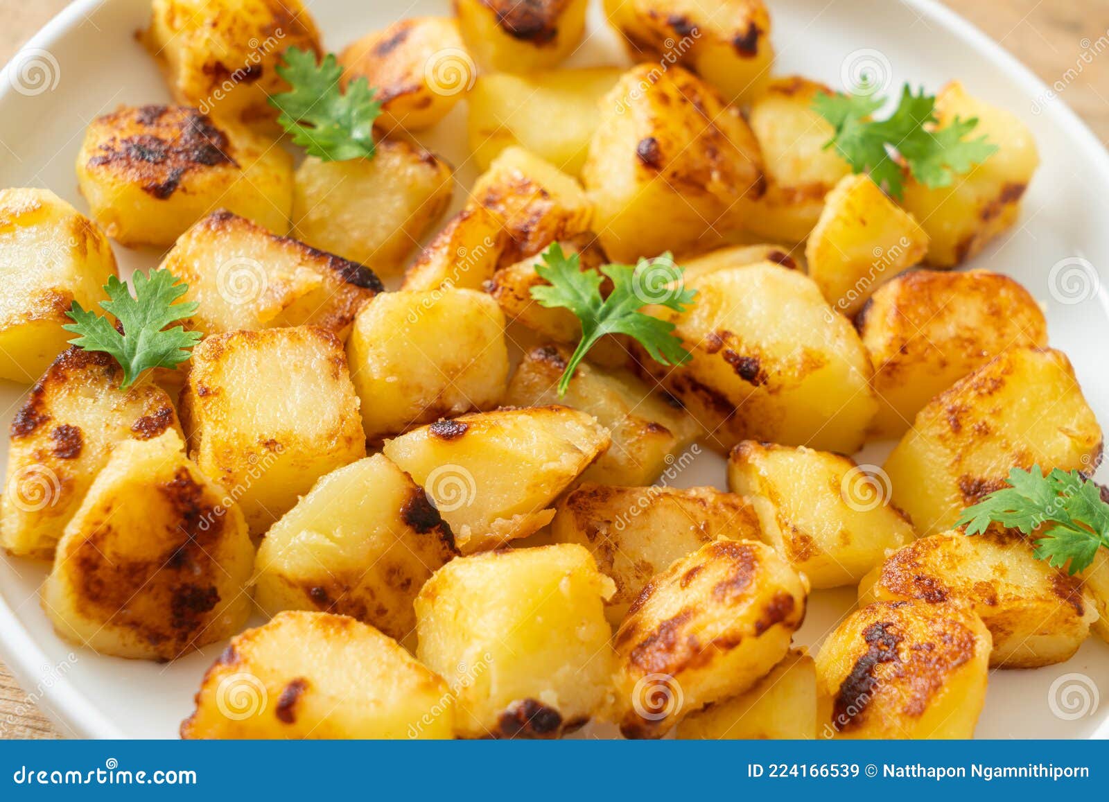 Roasted or Grilled Potatoes on Plate Stock Image - Image of fried ...