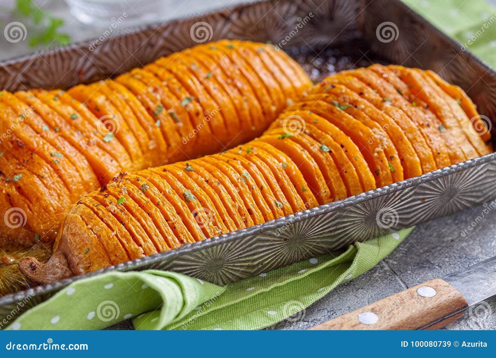 Roasted Hasselback Butternut Squash Pumpkin Stock Image - Image of meal ...