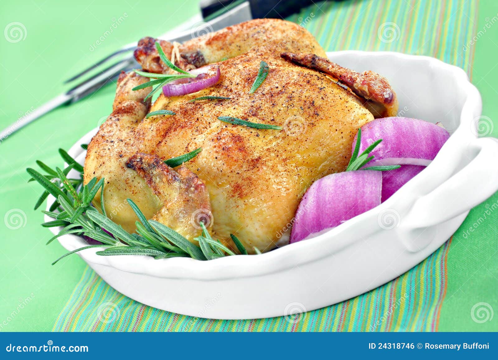 Roasted Hen Close Up stock photo. Image of slanted, garnished - 24318746