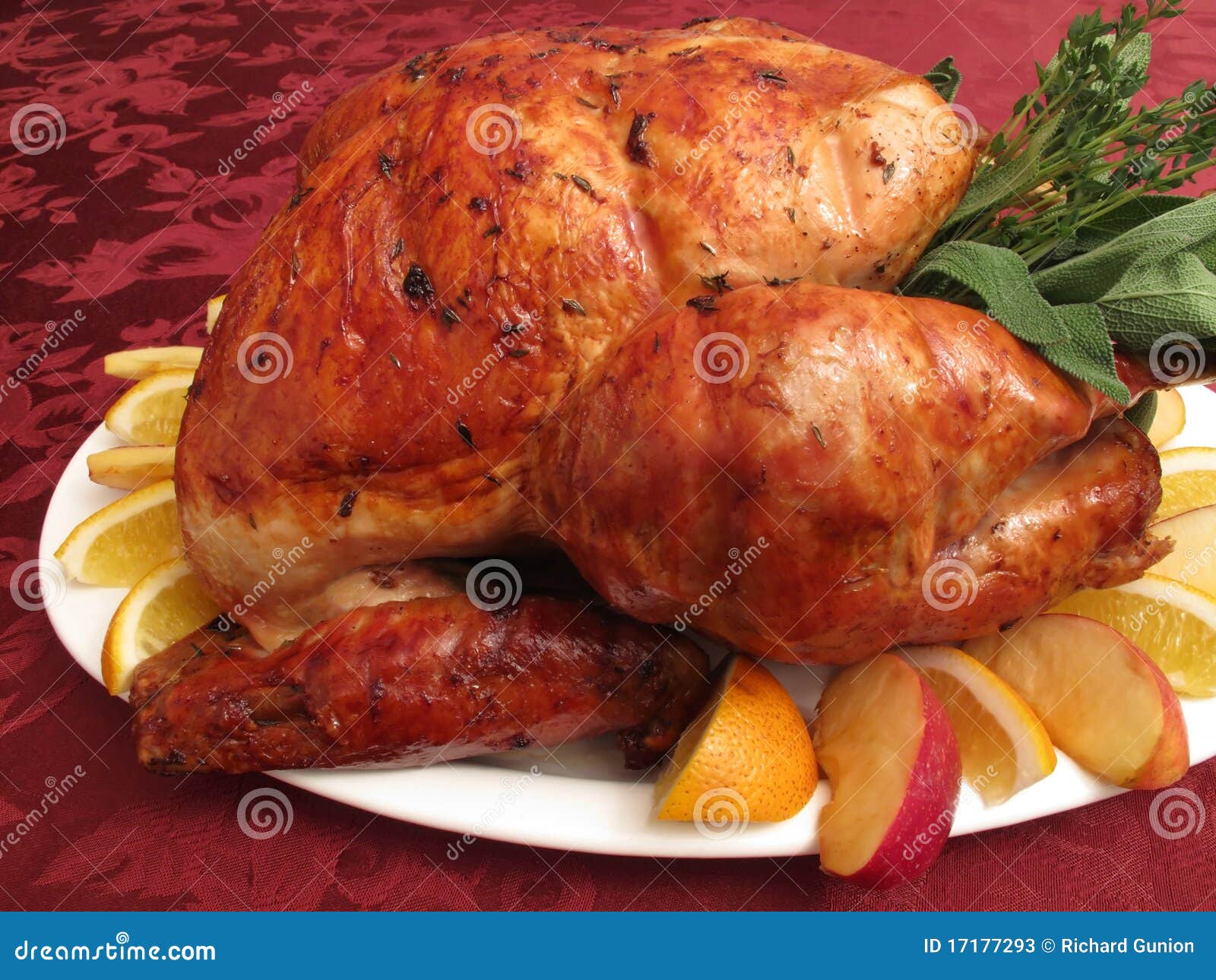 Roasted Holiday Turkey with Garnishes Stock Image - Image of roast ...