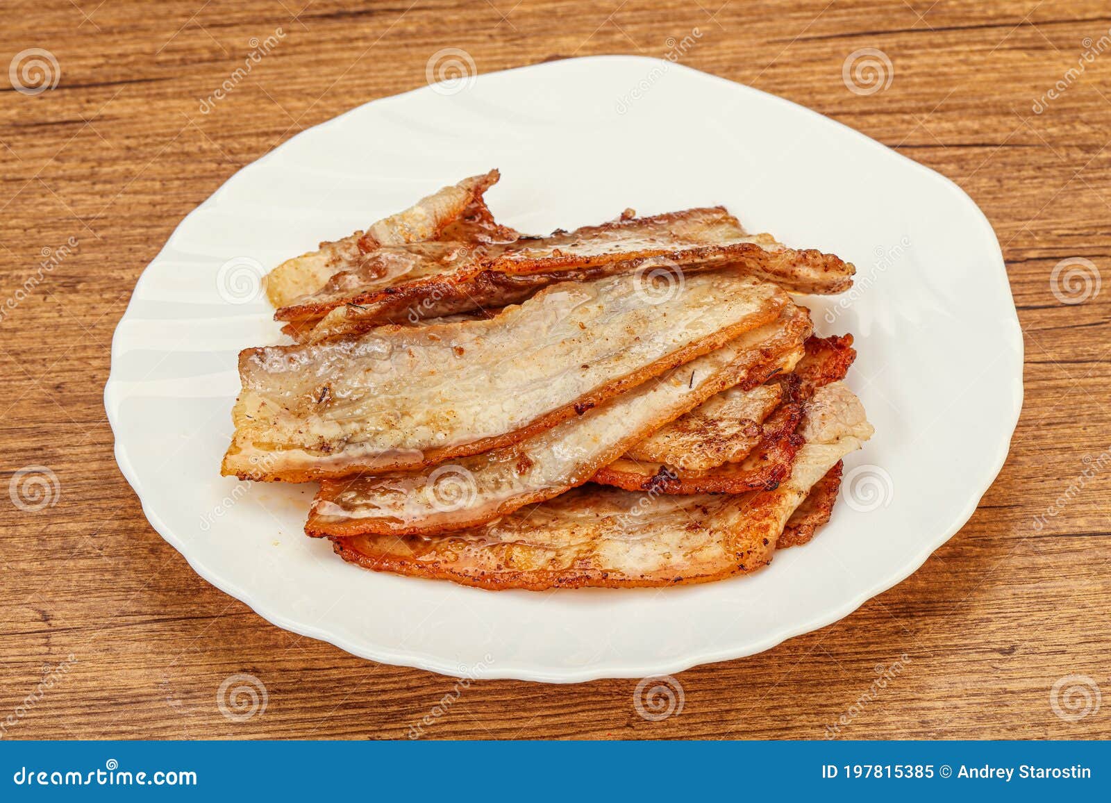 Roasted Juicy Bacon in the Plate Stock Image - Image of tasty, thin ...