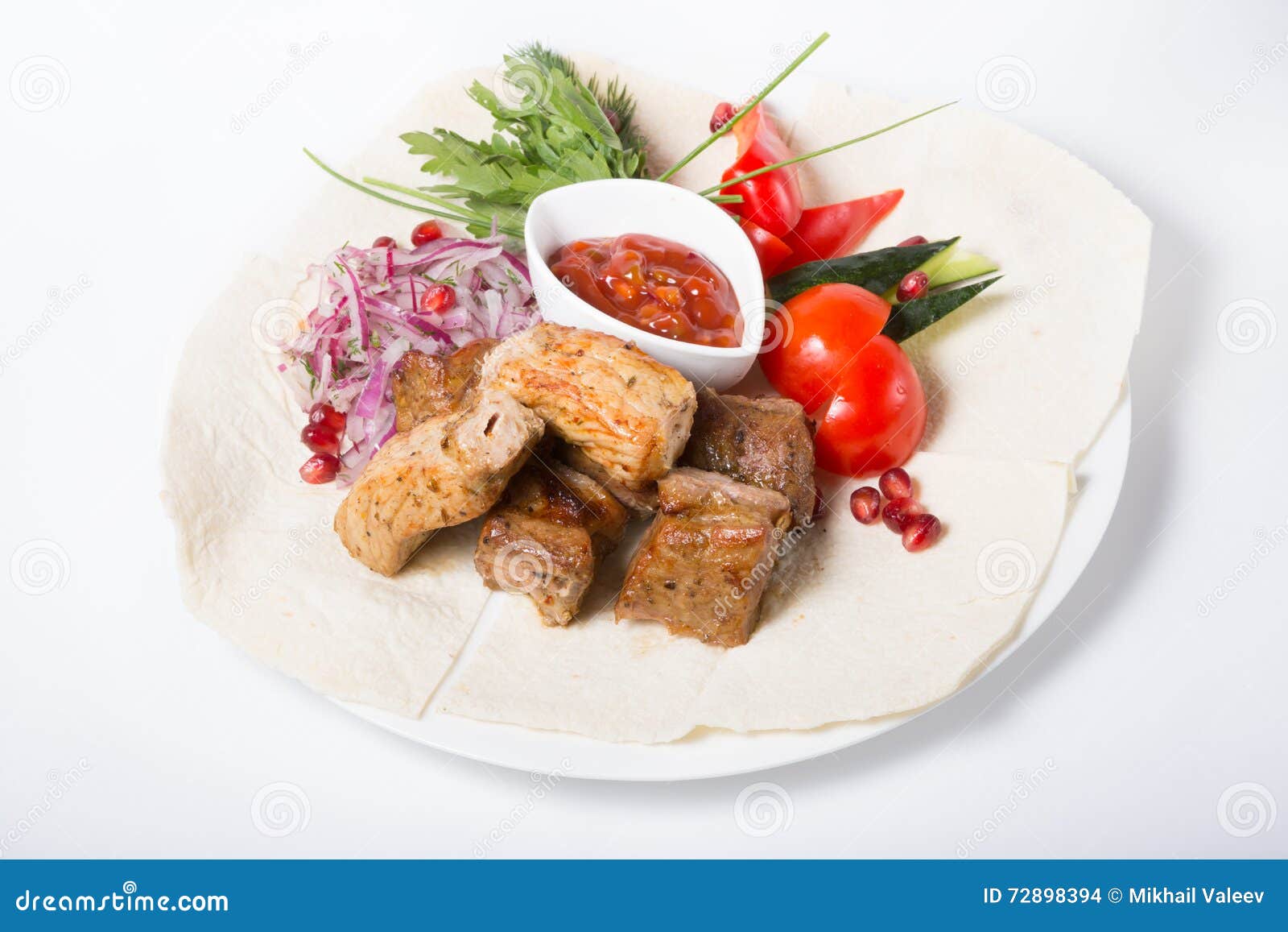 Roasted kebab meat stock photo. Image of chicken, cherry - 72898394