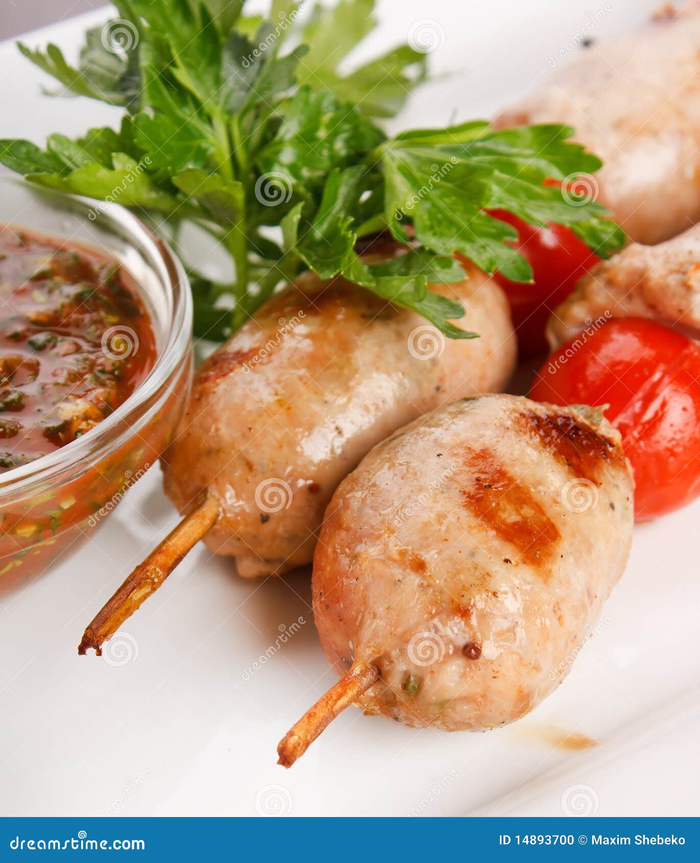 Roasted Kebab with Vegetables Stock Photo - Image of chicken, pork ...