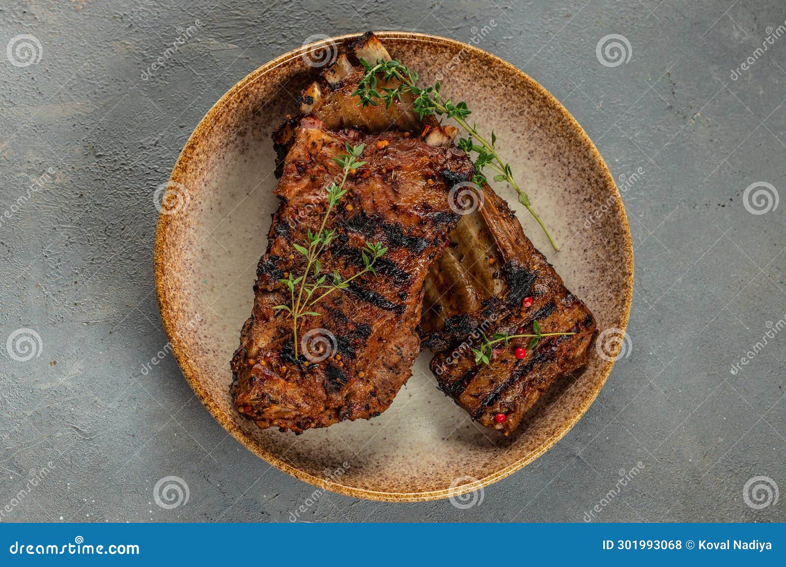 Roasted Lamb Chops Restaurant Menu, Dieting, Cookbook Recipe Top View ...