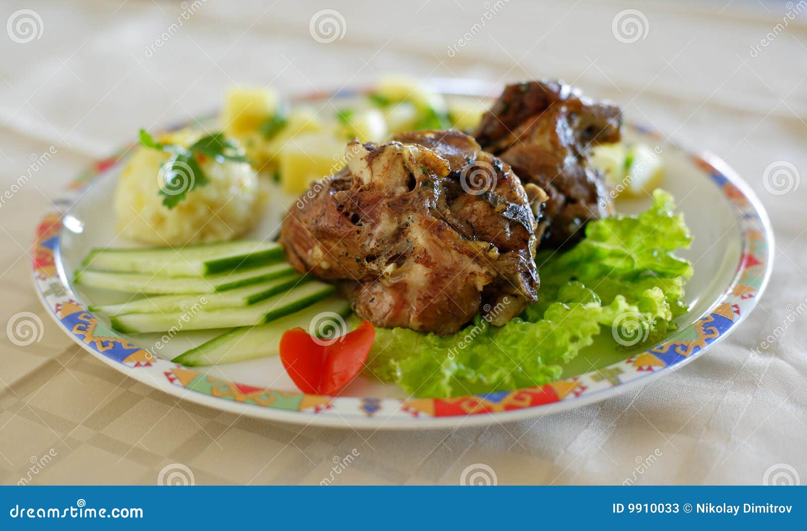 Roasted lamb meat portion stock image. Image of light - 9910033