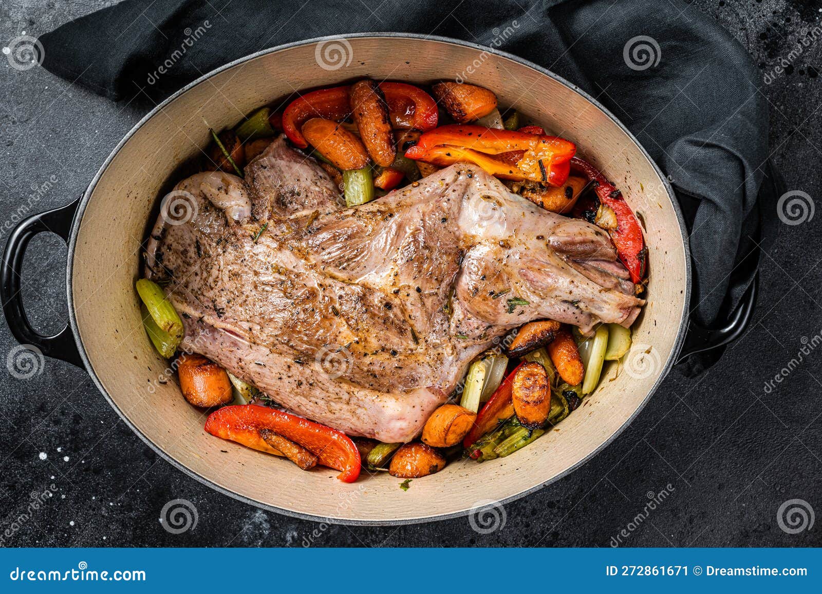 Roasted Lamb Mutton Shoulder Meat in a Baking Dish with Vegetables ...