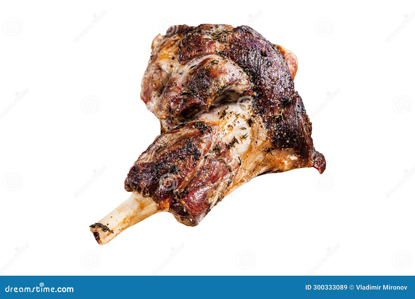 Roasted Lamb Mutton Whole Leg in a Baking Dish. Isolated, White ...