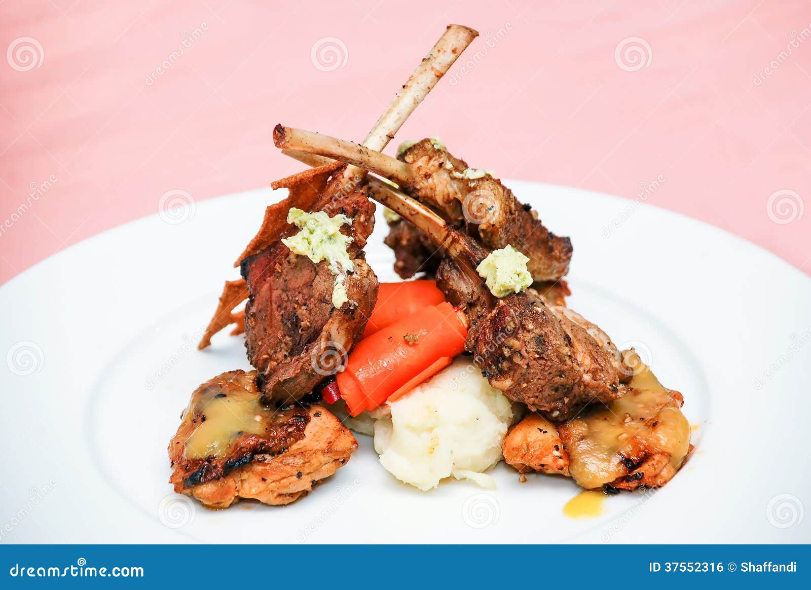 Roasted Lamb Rib Chops with Vegetables Stock Photo - Image of asparagus ...