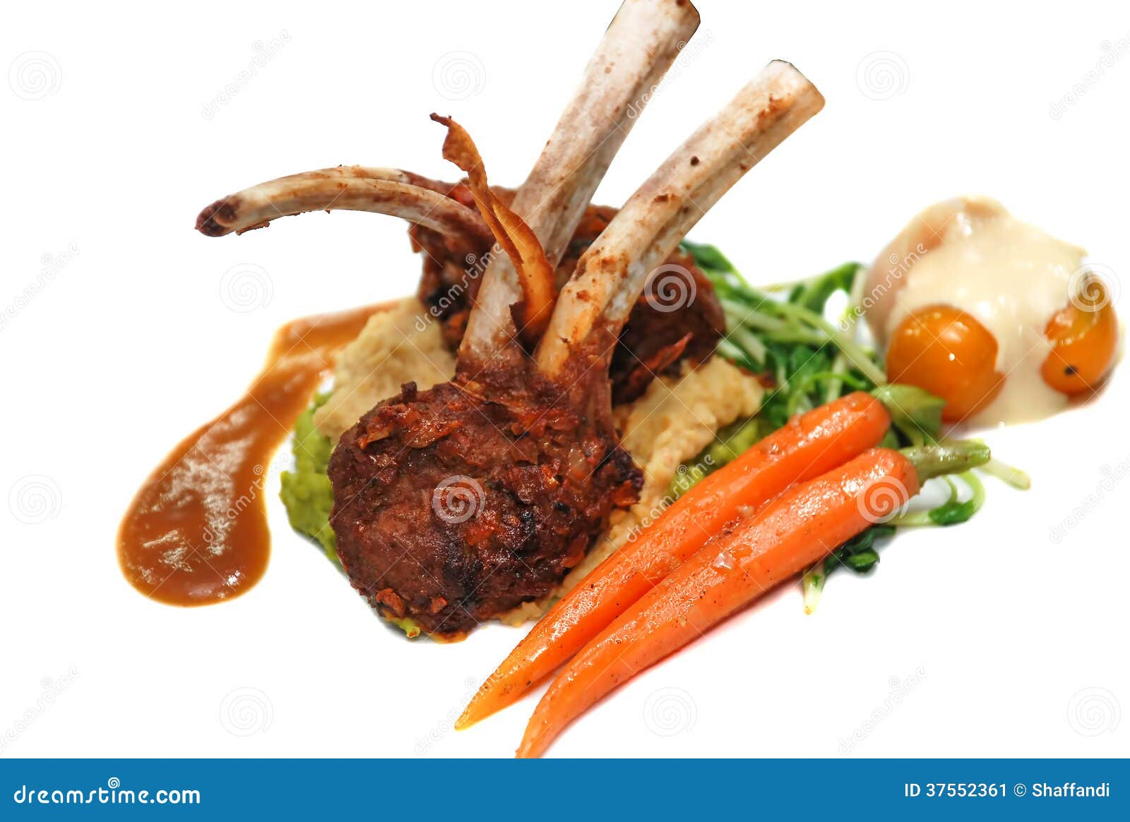 Roasted Lamb Rib Chops with Vegetables Stock Image - Image of grilled ...