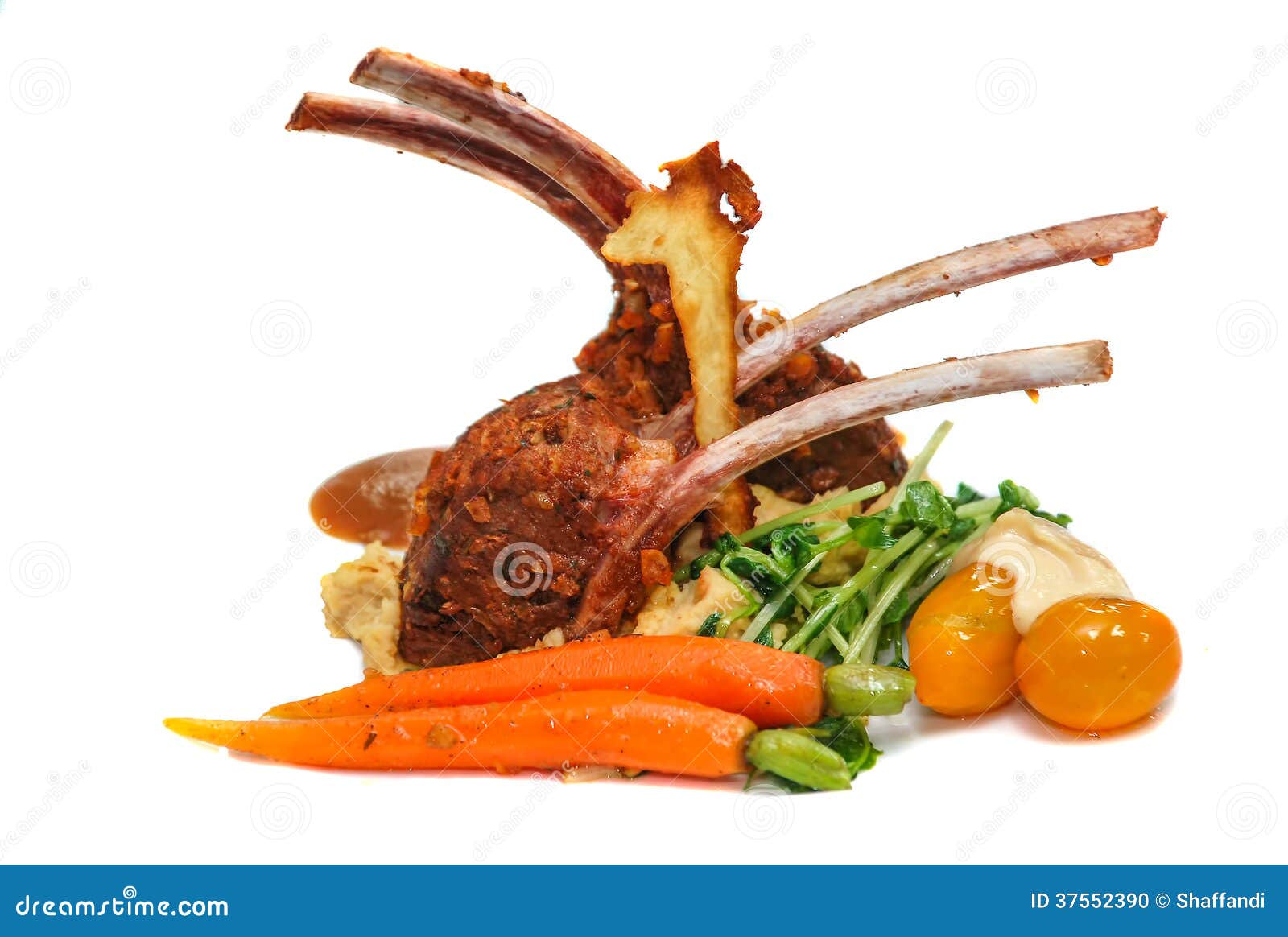 Roasted Lamb Rib Chops with Vegetables Stock Photo - Image of grill ...