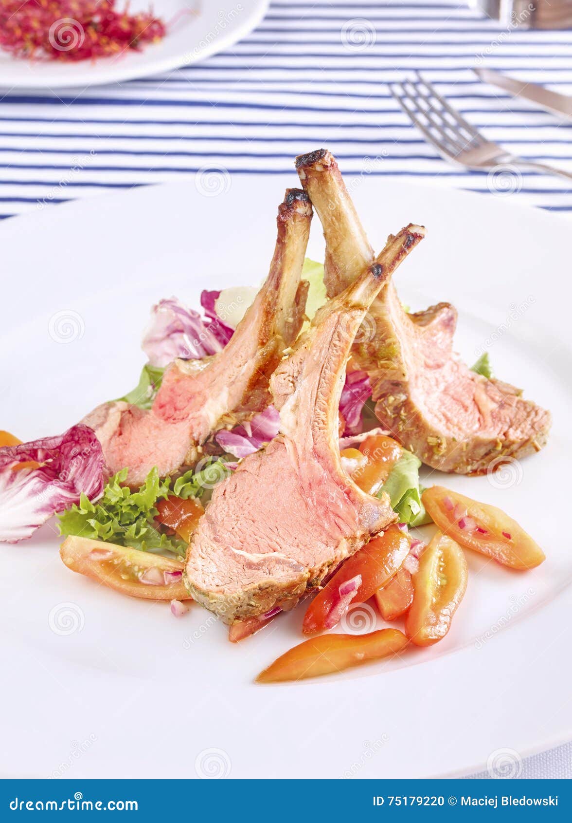 Roasted Lamb Rib Chops with Vegetables. Stock Photo - Image of meat ...