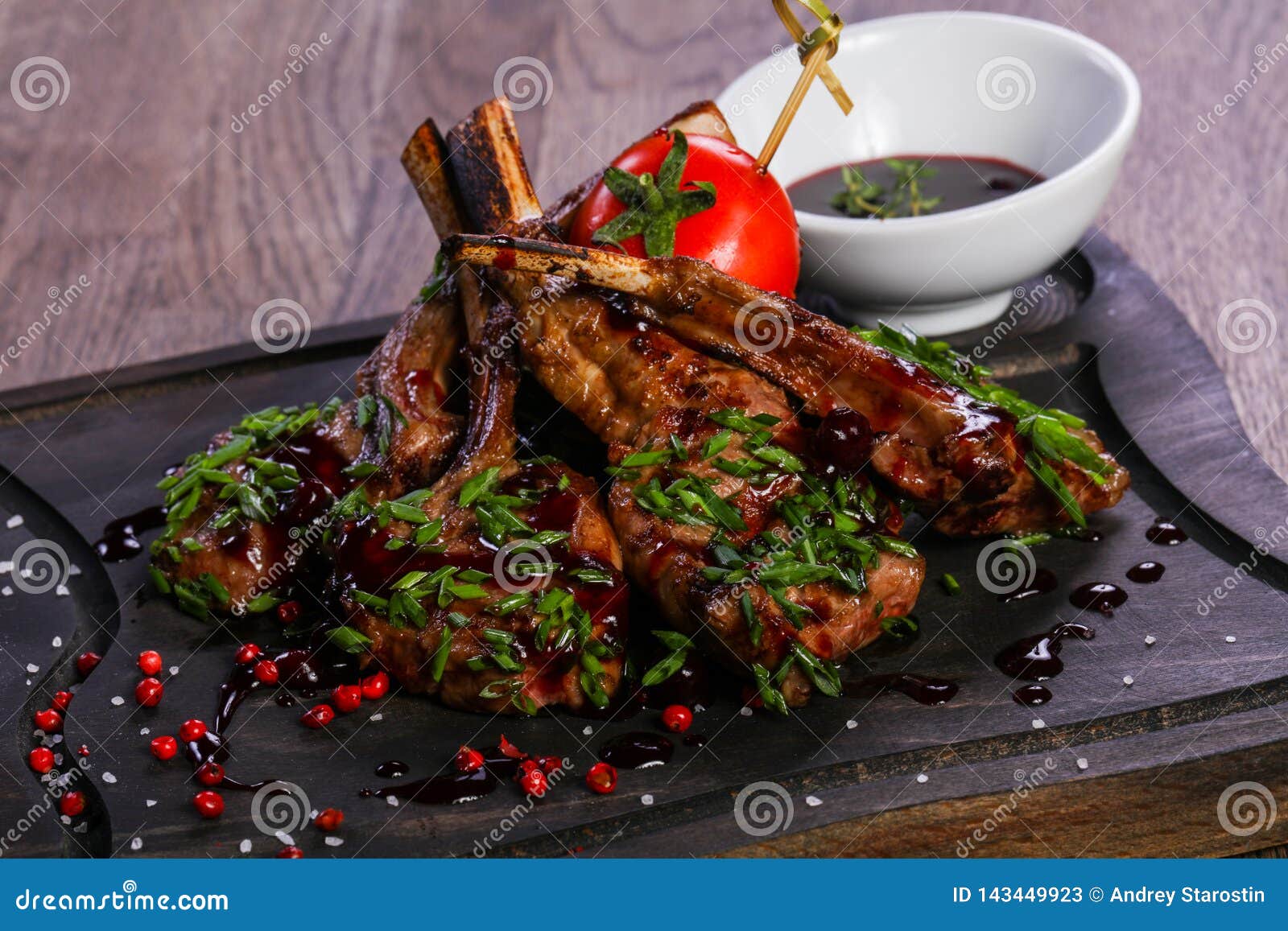 Roasted lamb ribs stock image. Image of food, grill - 143449923