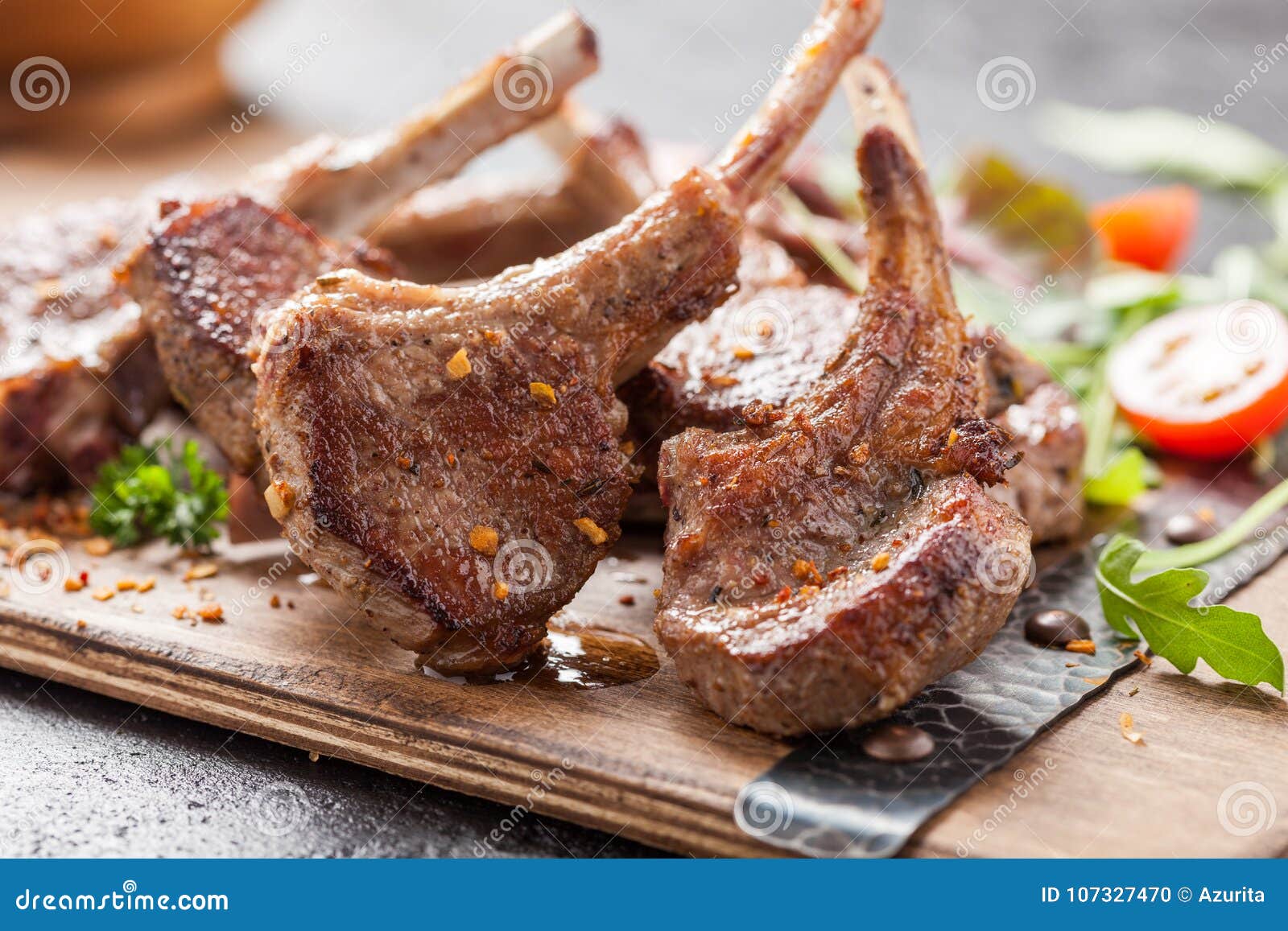 Roasted lamb ribs with stock photo. Image of meal, juicy - 107327470