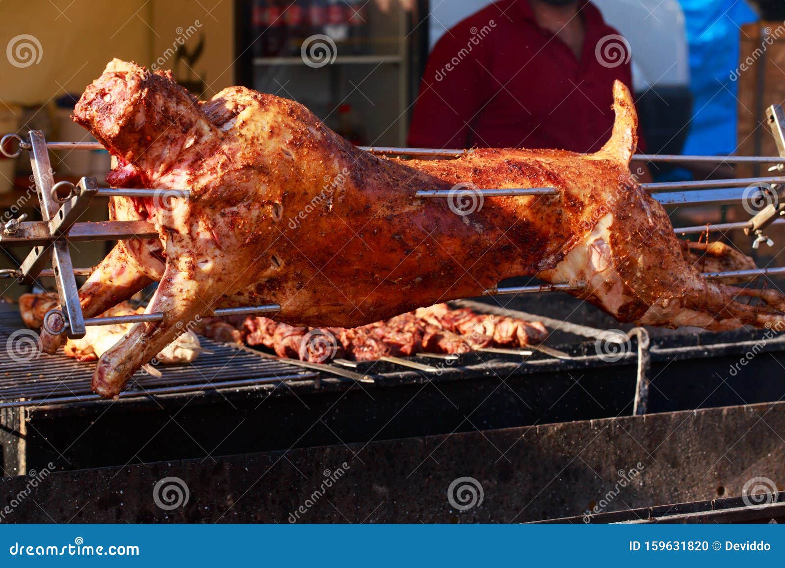 Grilled Sheep Carcass on a Spit Stock Photo - Image of outdoor, roast ...