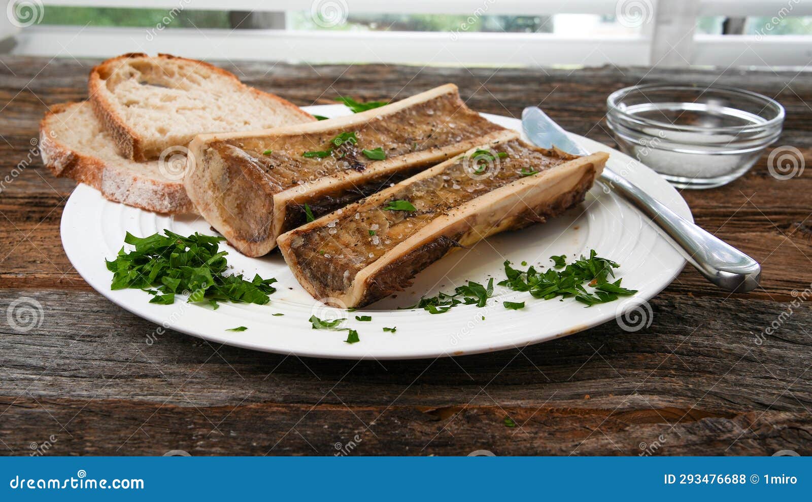 Roasted Marrow Bones on Rustic Wood Near Window Stock Photo - Image of ...