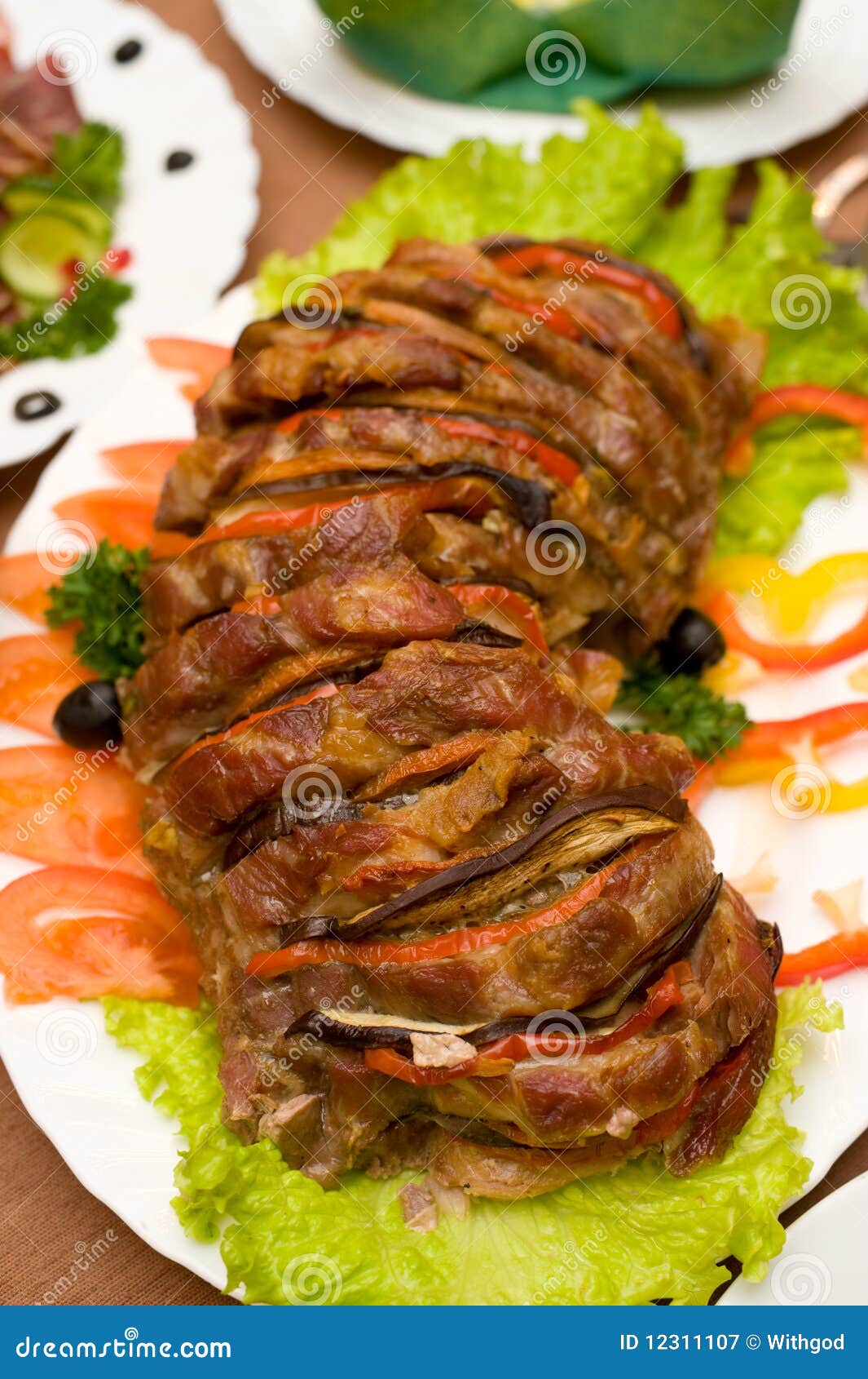 Roasted meat stock image. Image of serve, food, vegetable - 12311107
