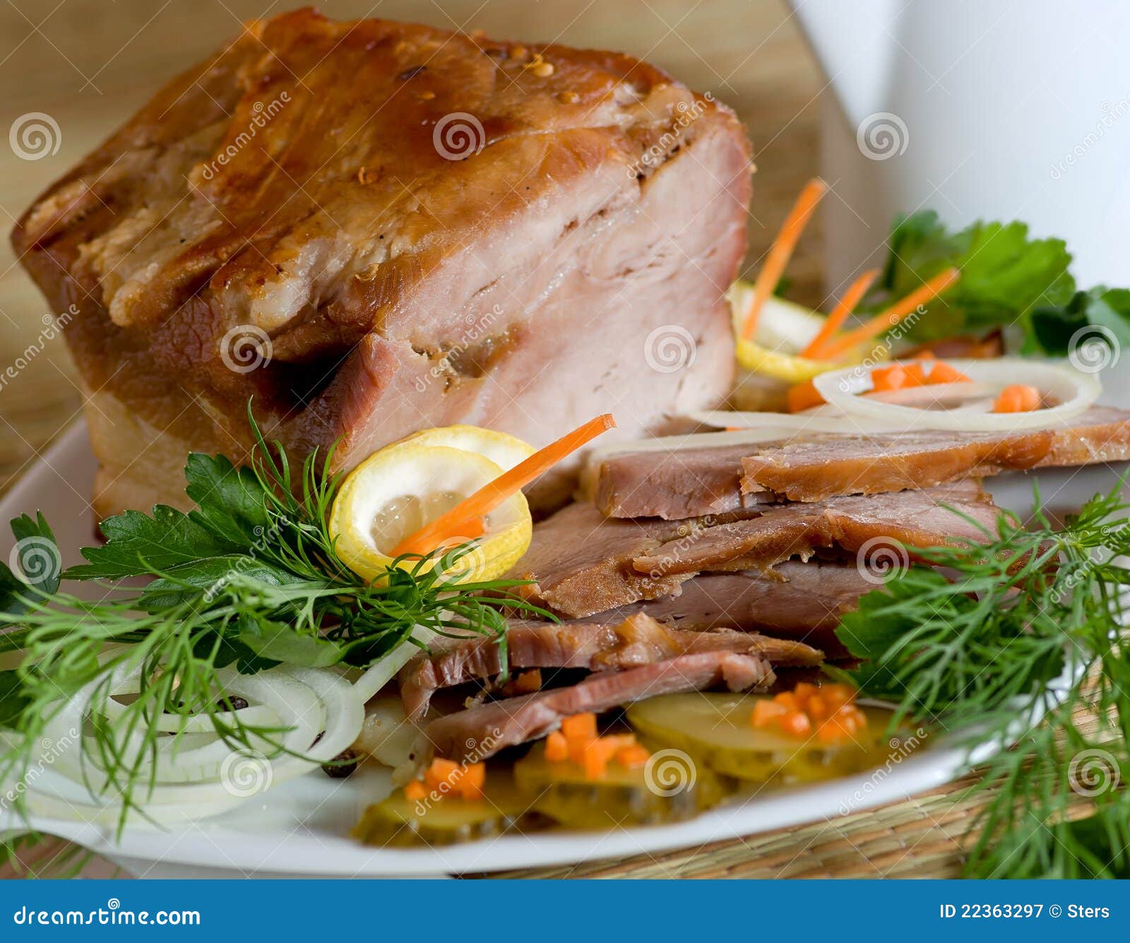 Roasted meat stock image. Image of platter, ready, white - 22363297