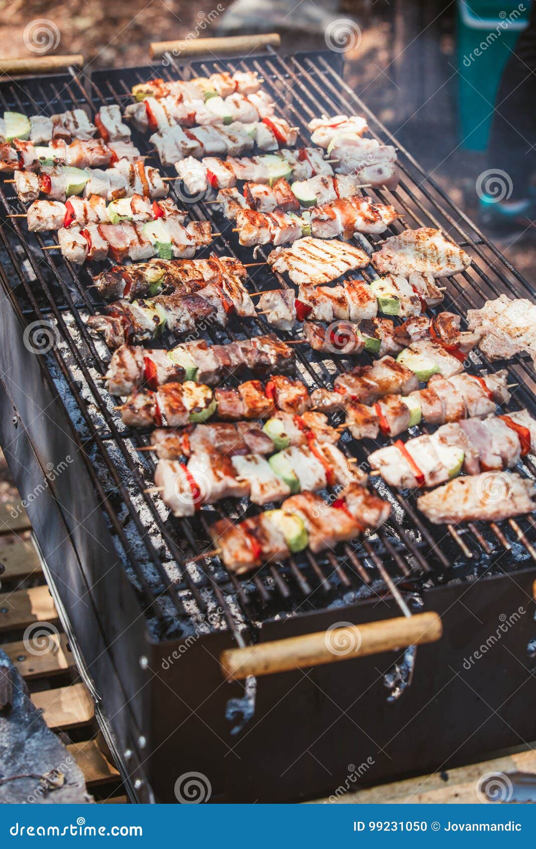 Roasted Meat Cooked at Barbecue. Stock Photo - Image of burn, kabab ...
