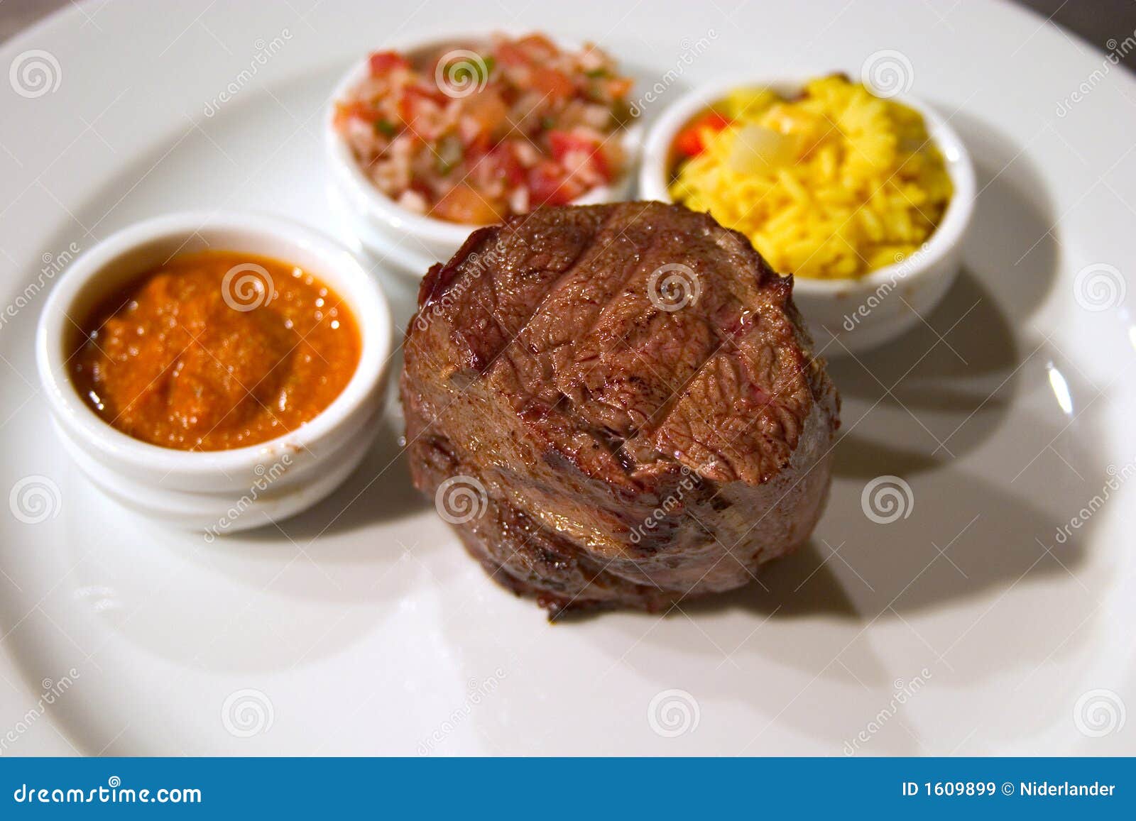 Roasted meat with garnish stock image. Image of nutrition - 1609899