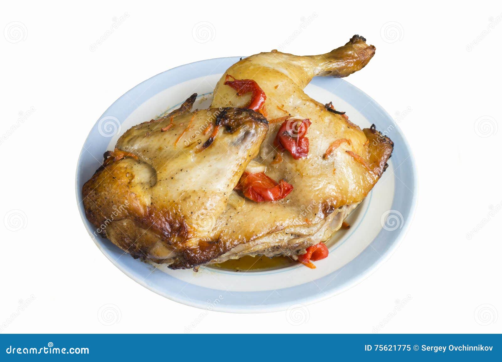 Roasted Meat of the Hen in Plate on Table Stock Image - Image of ...