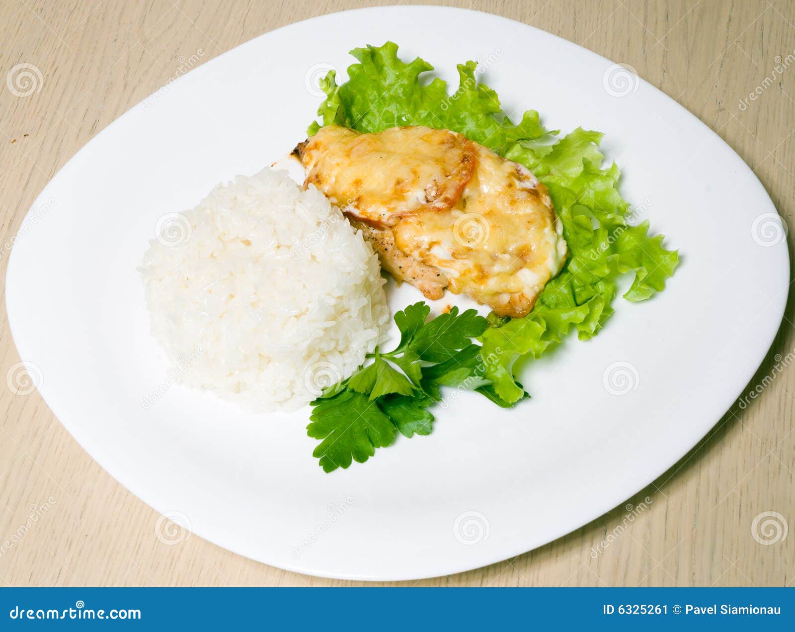 Roasted Meat with Rice and Salad Stock Image - Image of gourmet ...