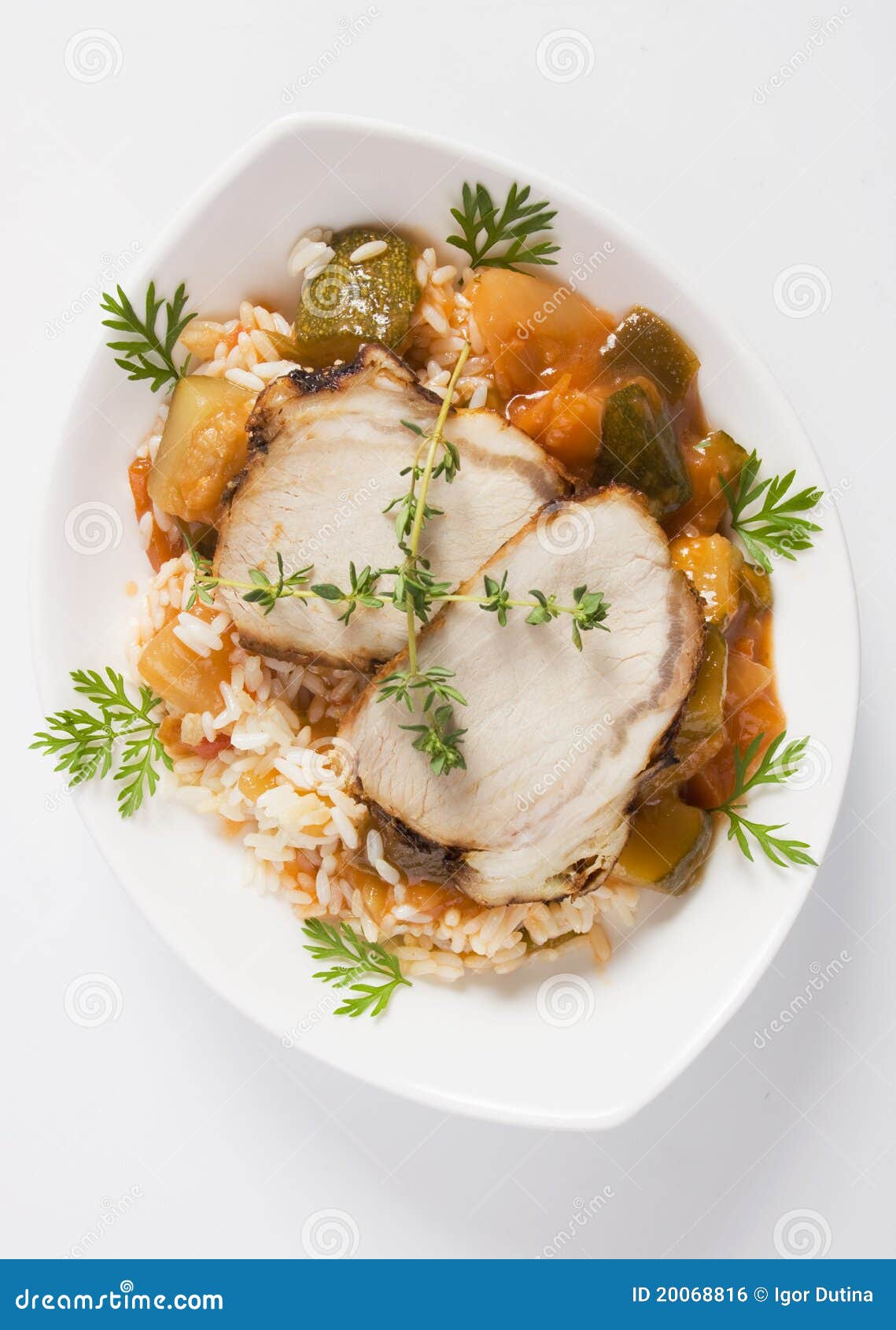 Roasted Meat with Rice and Vegetables Stock Photo - Image of carrot ...