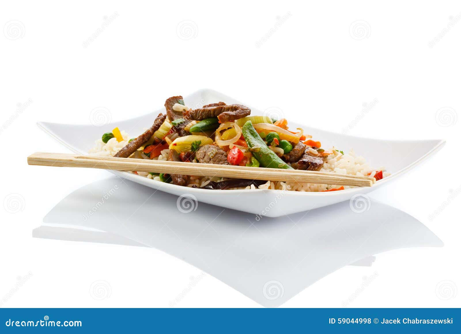 Roasted Meat, White Rice and Vegetables Stock Photo - Image of germ ...