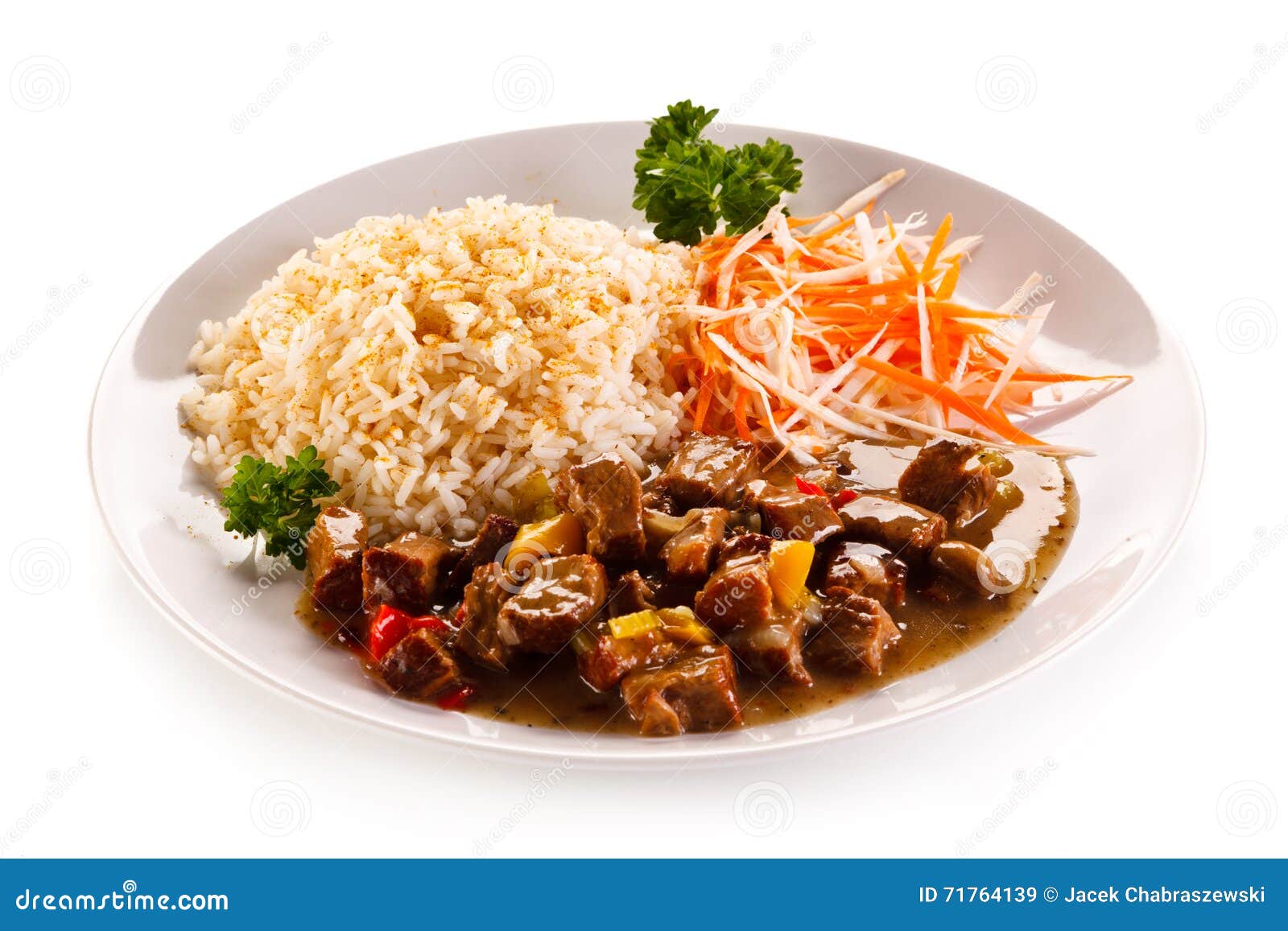 Roasted Meat, White Rice and Vegetables Stock Image - Image of gyros ...