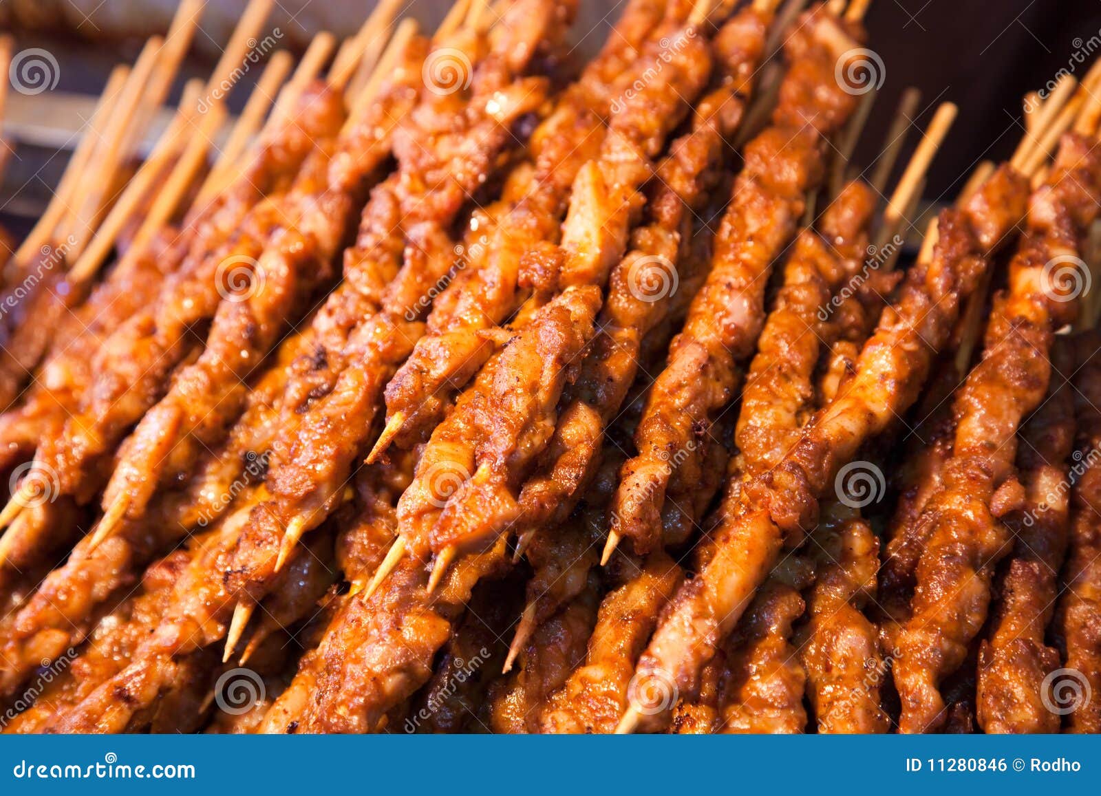 Roasted Meat on Wood Sticks Stock Photo - Image of meat, food: 11280846