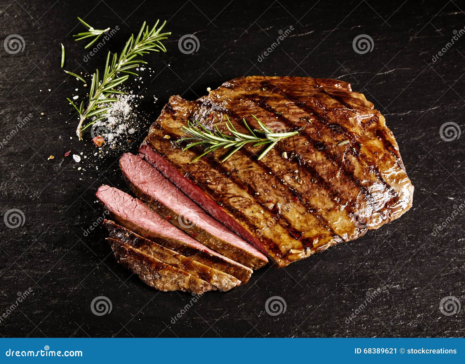 Medium Rare Sliced Grilled Striploin Beef Steak. Barbecue Meat On The ...
