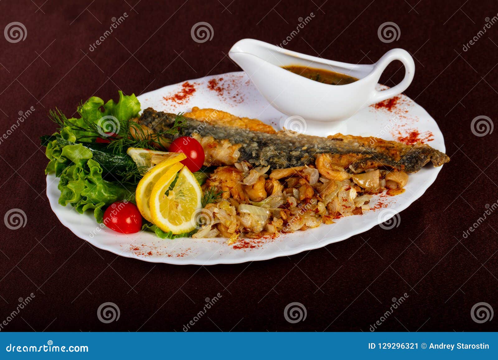 Roasted mullet fish stock image. Image of delicious - 129296321